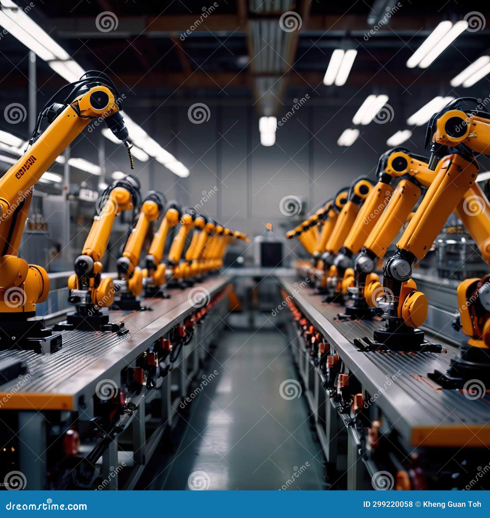 Robotic Automatic Servo Arms For Automated Assembly Line In Factory ... Robotic Automatic Servo Arms For Automated Assembly Line In Factory ...
