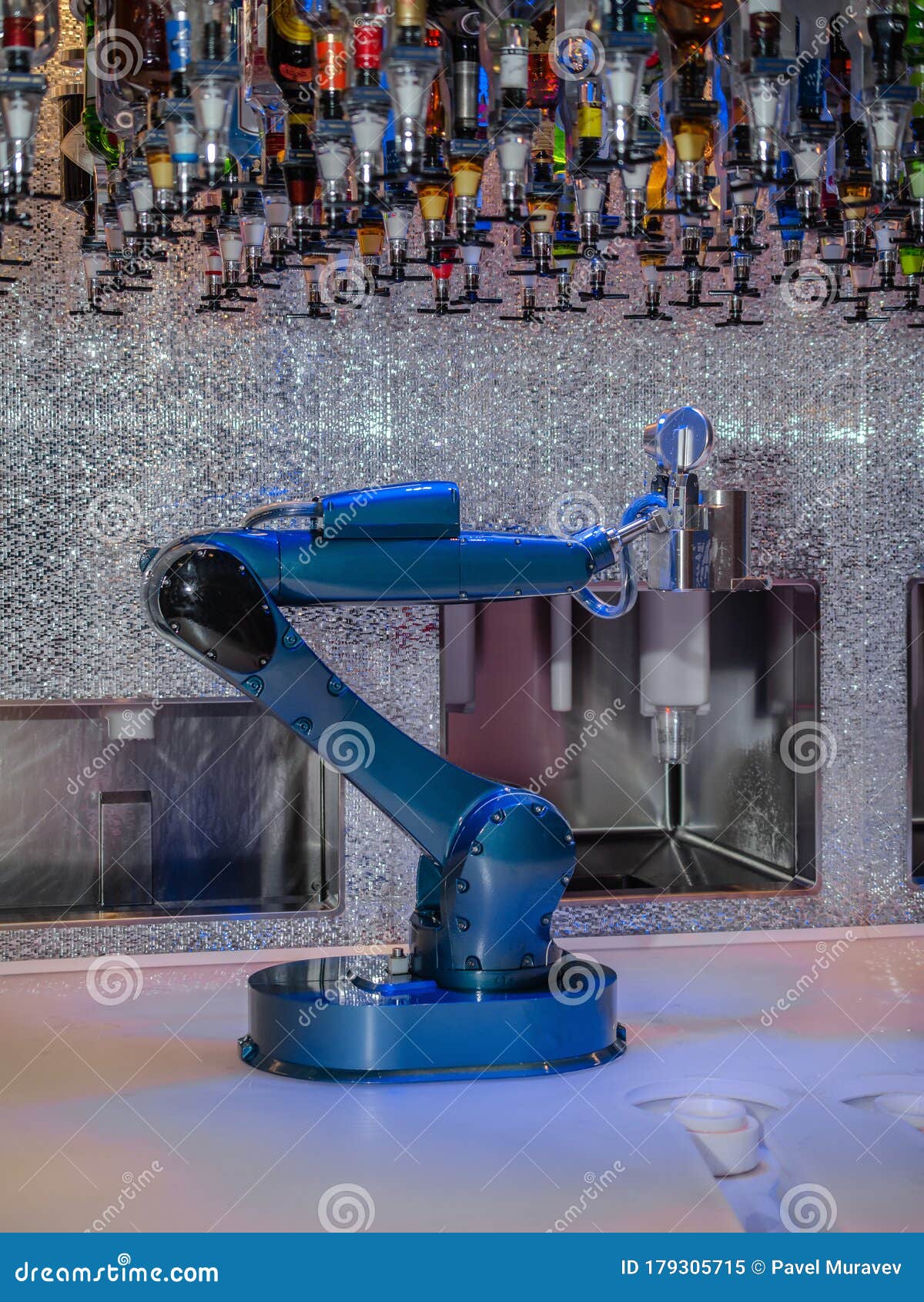 Robotic Bartender Pouring A Drink, Robotic Arm Royalty-Free Stock ...