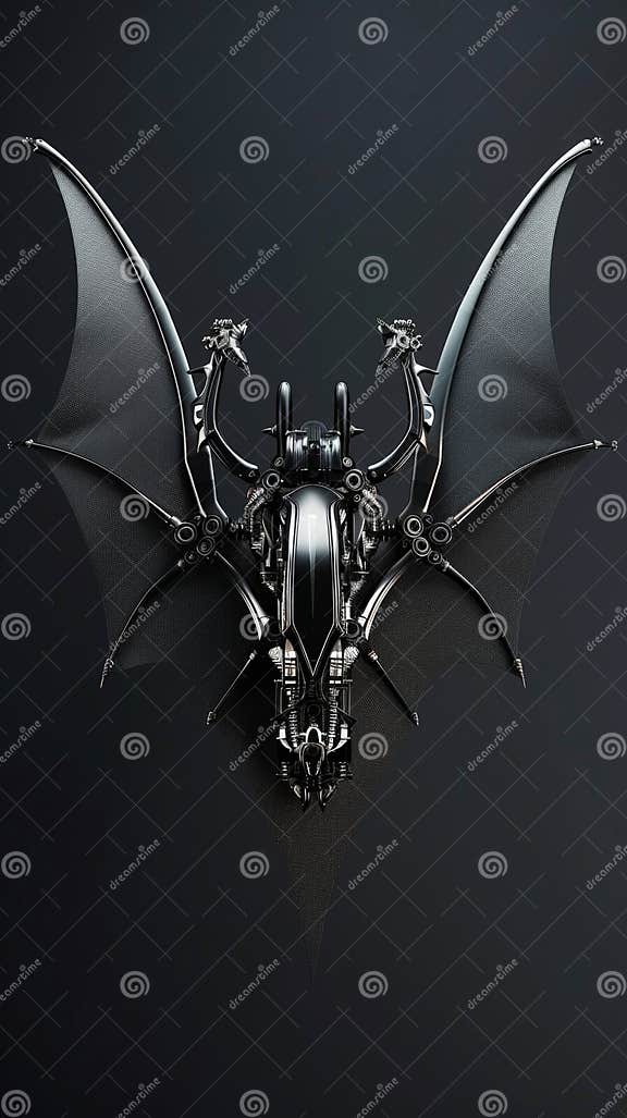 Robotic Bat with Metallic Wings Stock Illustration - Illustration of ...
