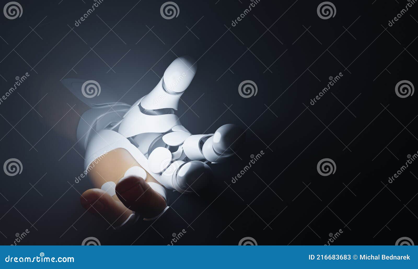 Robotic Bionic Hand Connected with Human Hand Stock Illustration ...