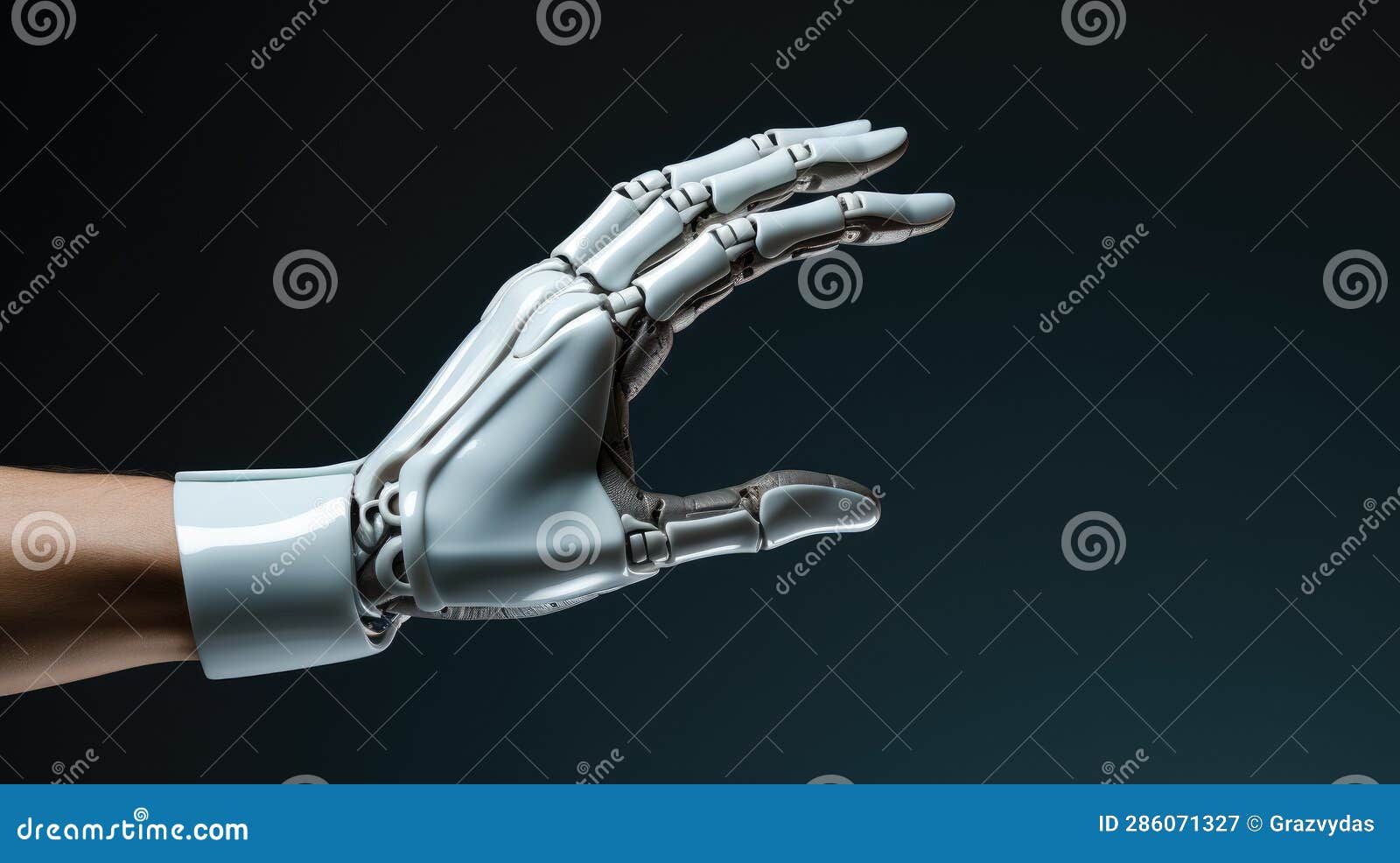 Robotic Bionic Hand Connected with Human Hand Stock Illustration ...