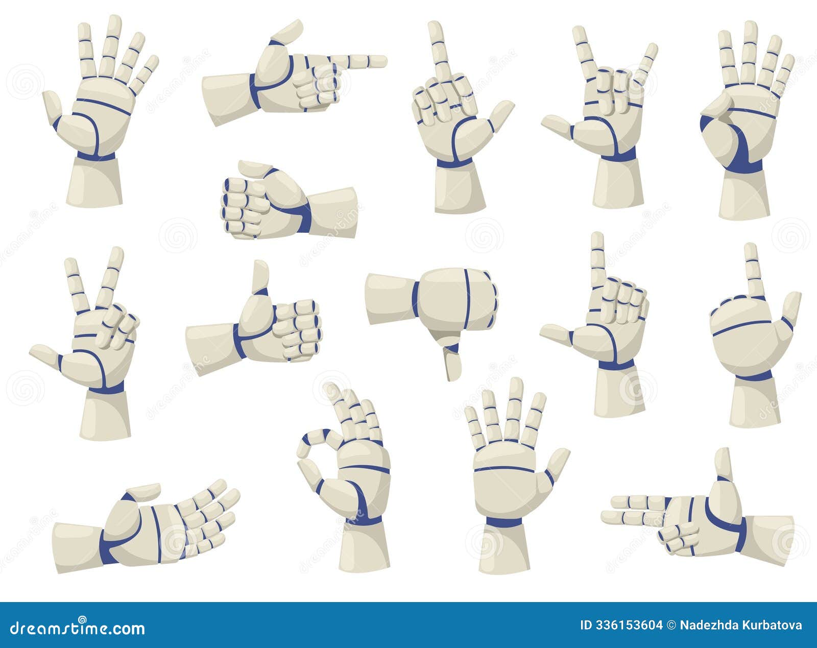 Robotic Bionic Hands. Mechanical Human Arms. Different Position of ...