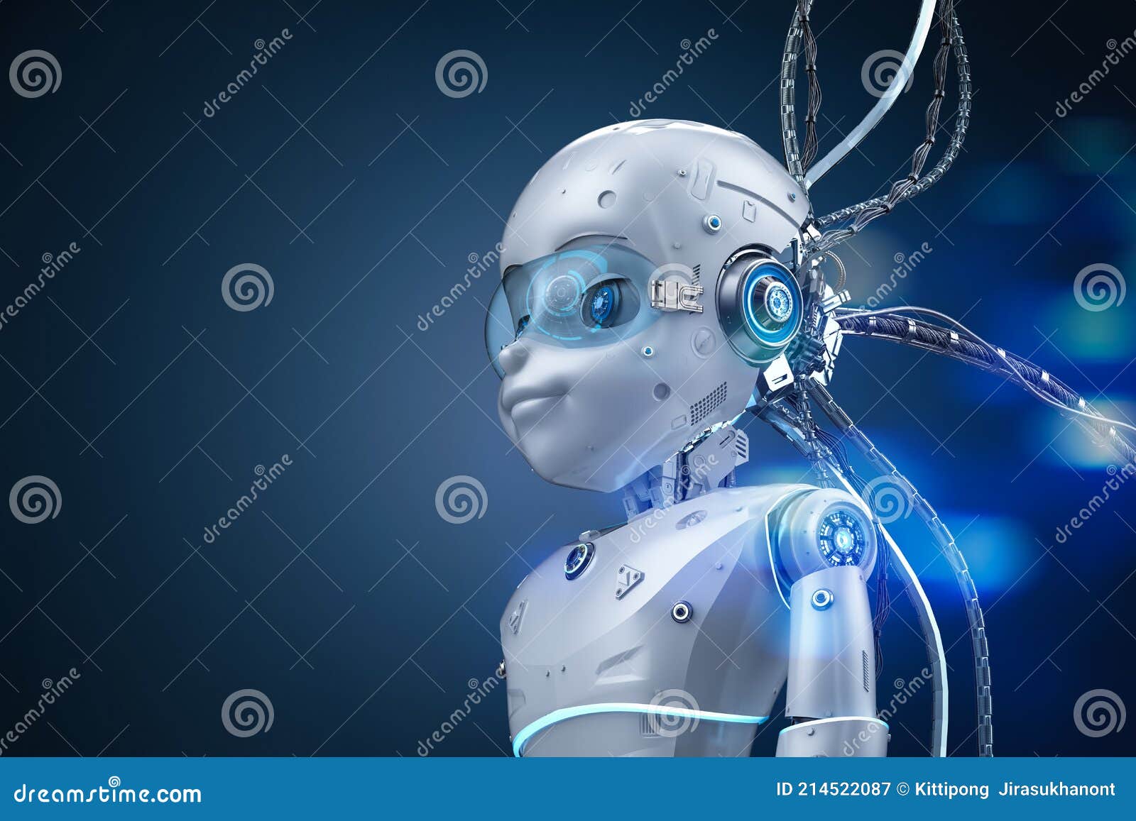 Robotic Boy with Wires and Goggle Stock Illustration - Illustration of ...