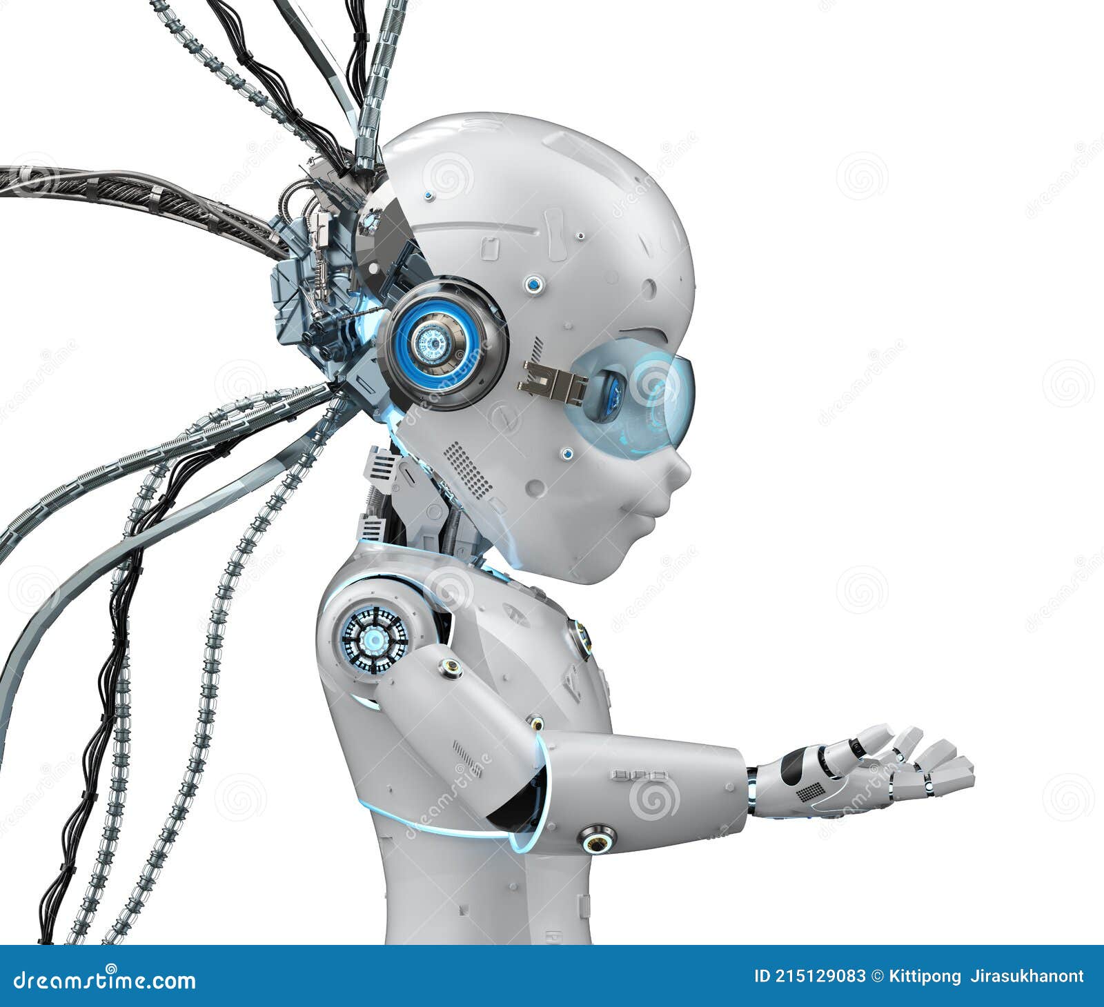 Robotic Boy with Wires and Goggle Stock Illustration - Illustration of ...