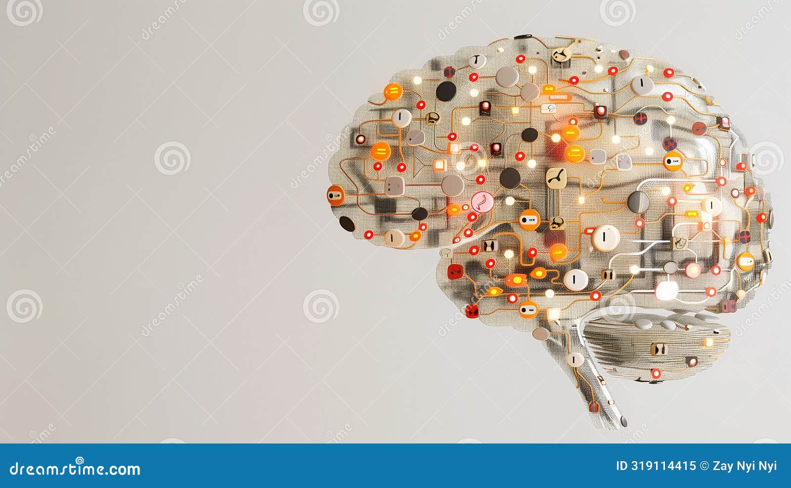 Robotic Brain with AI. Concept of Artificial Intelligence, Brainpower ...