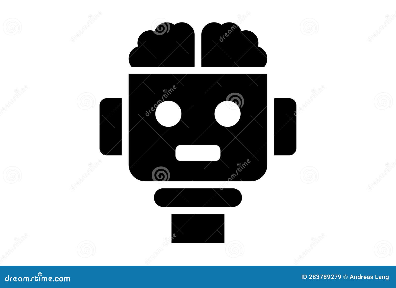 Robotic Brain Flat App Icon Minimalist Web Symbol Black Sign Stock ...