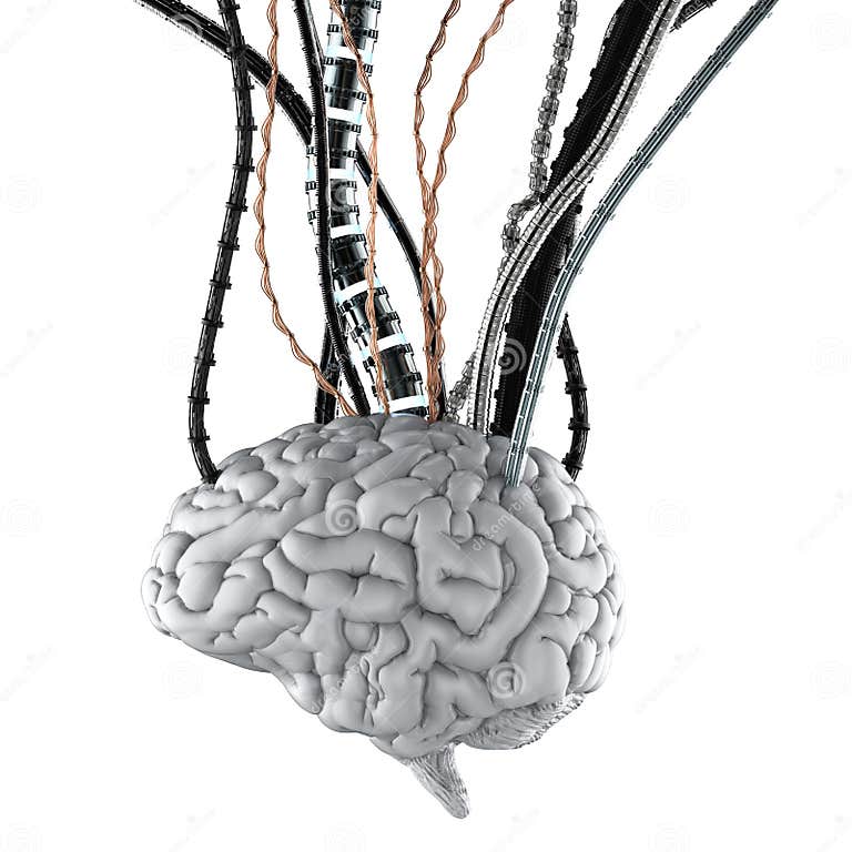 Robotic brain with wires stock illustration. Illustration of android ...