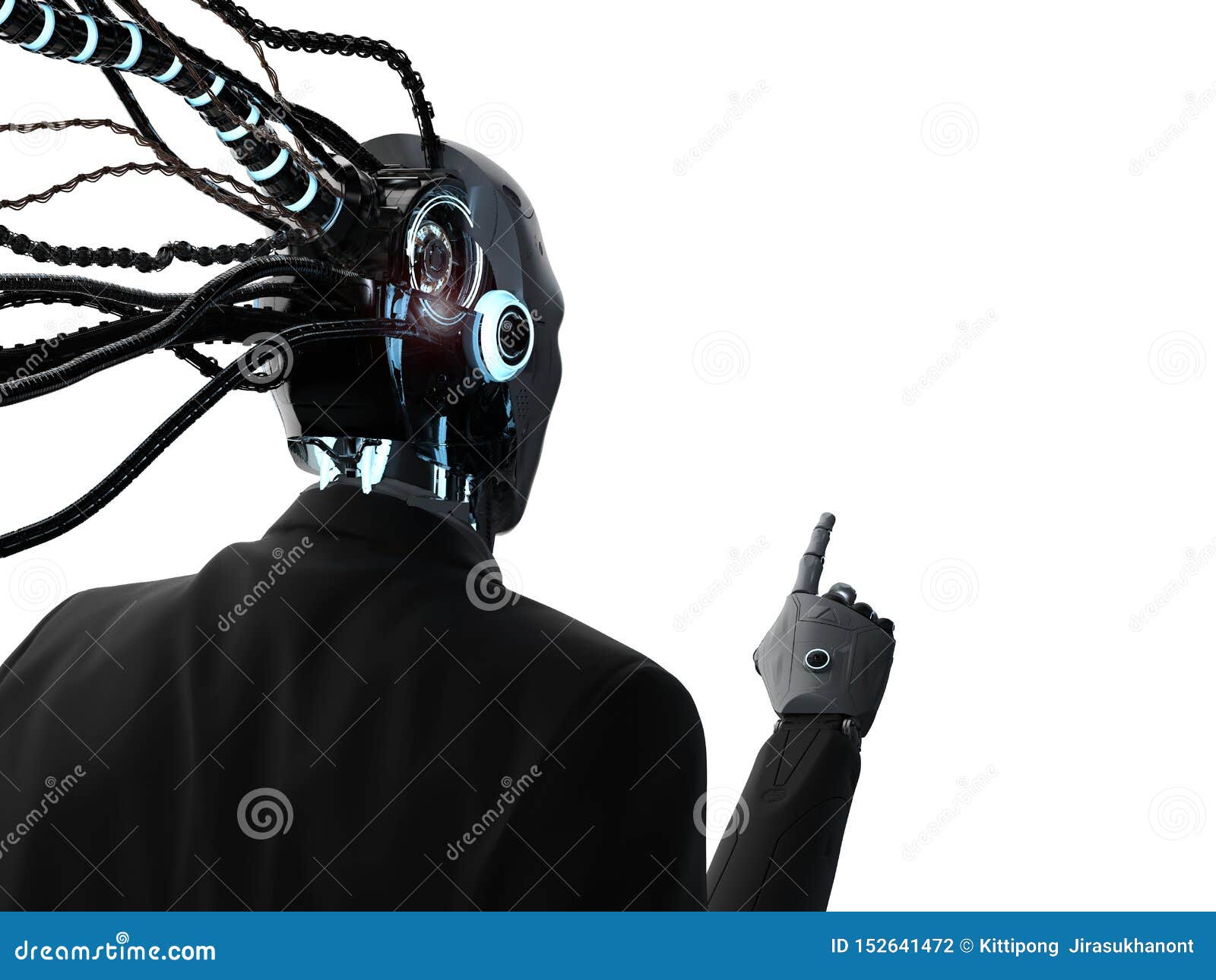 Robotic Businessman with Cables Stock Illustration - Illustration of ...