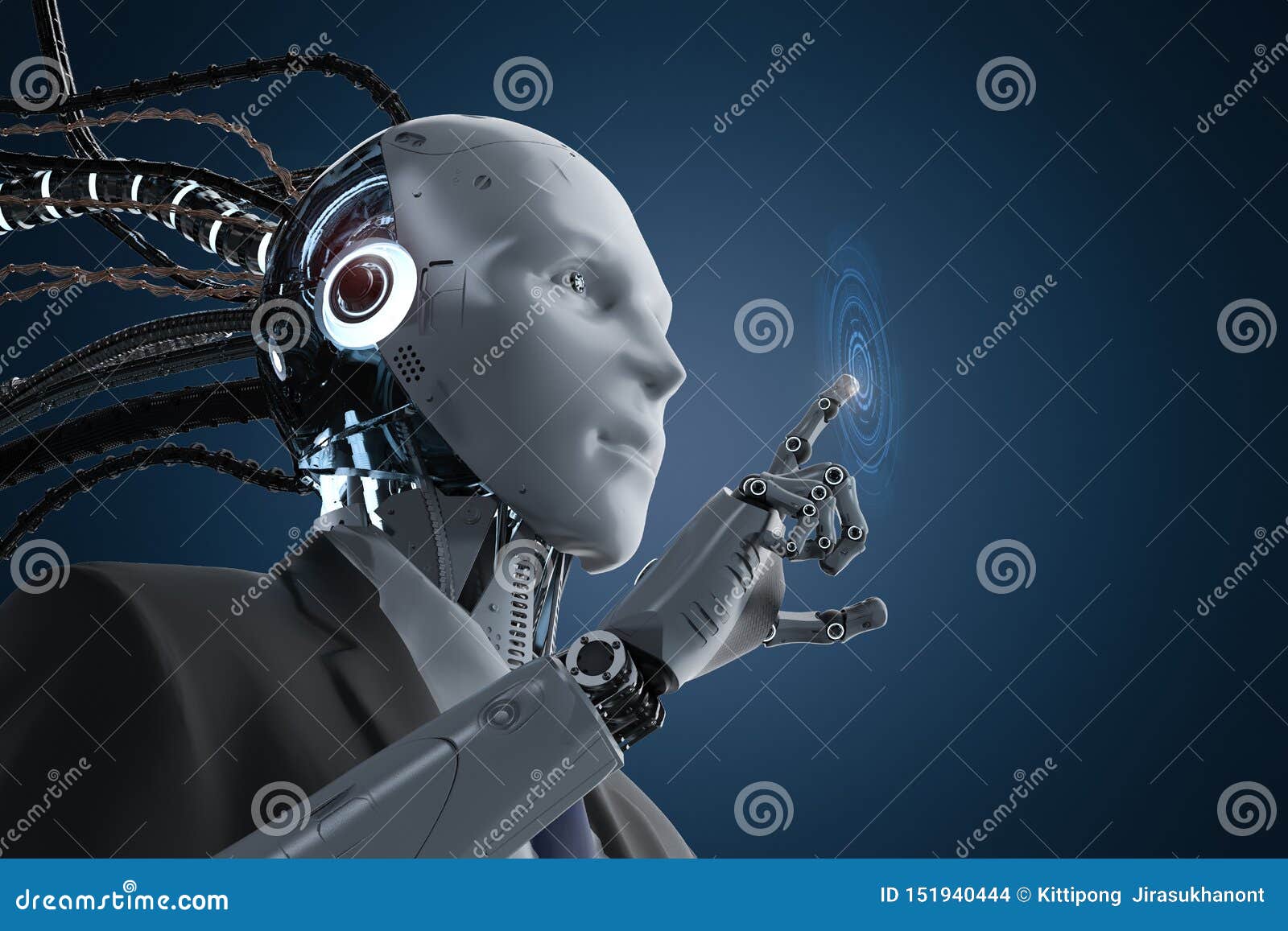 Robotic Businessman with Graphic Display Stock Illustration ...