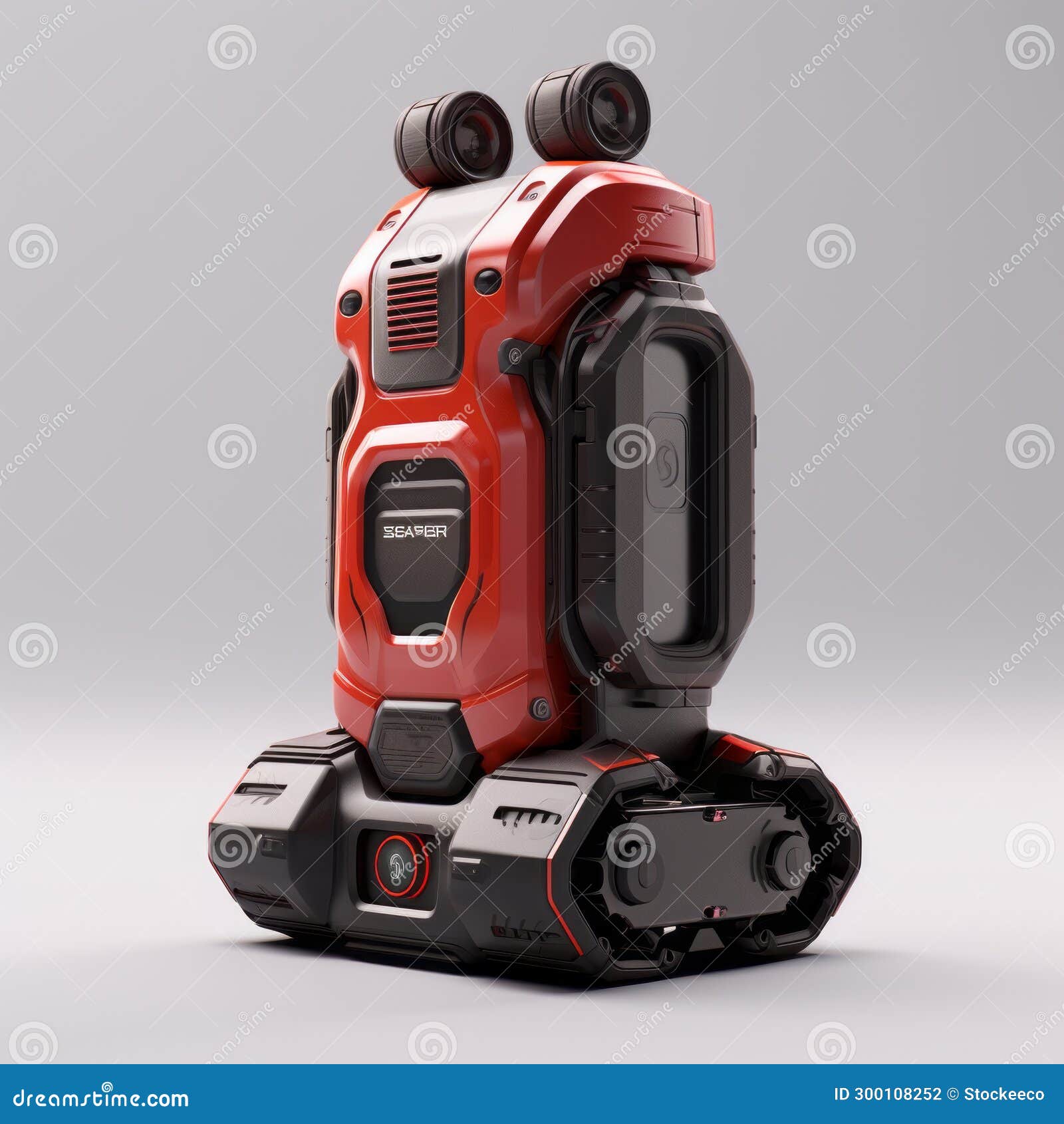Realistic Red Robot with Industrial Design and Detailed Rendering Stock ...