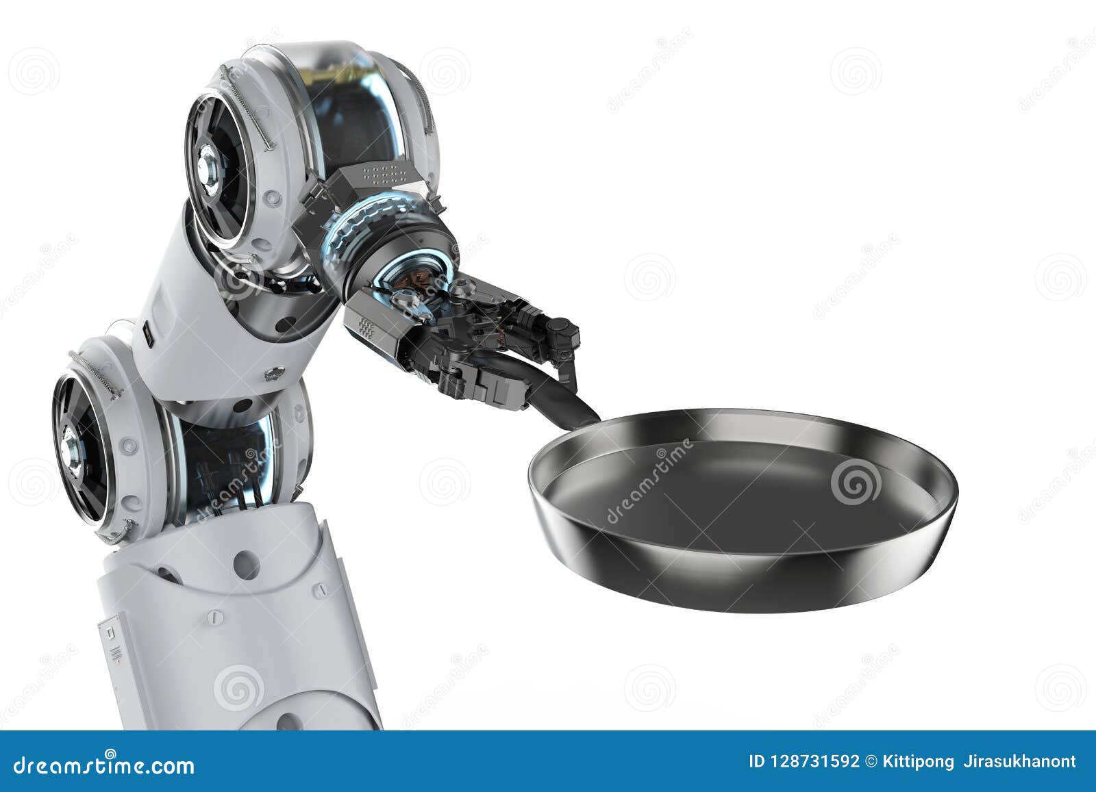 Robotic chef with pan stock illustration. Illustration of futuristic ...