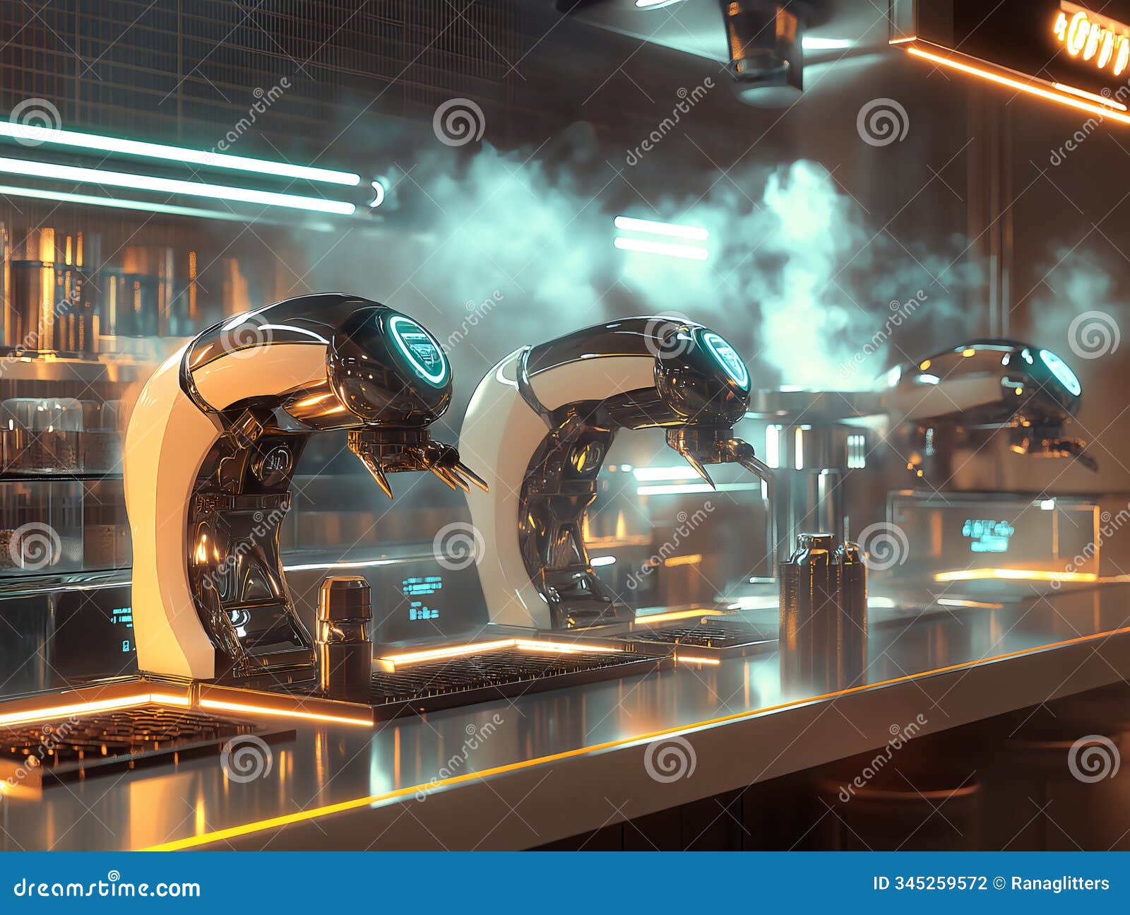 Robotic Chef Preparing Dishes in High-tech Kitchen Stock Illustration ...