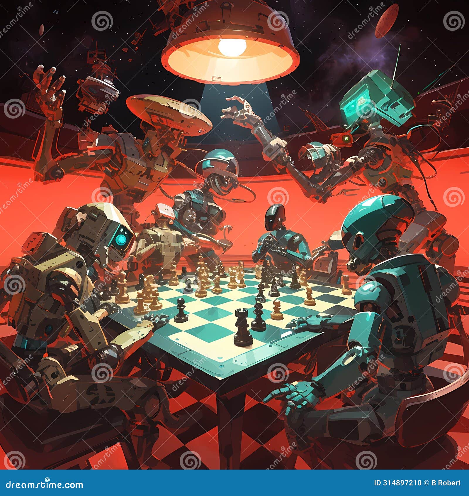 Robotic Chess Game - Intelligent and Amusing Stock Illustration ...
