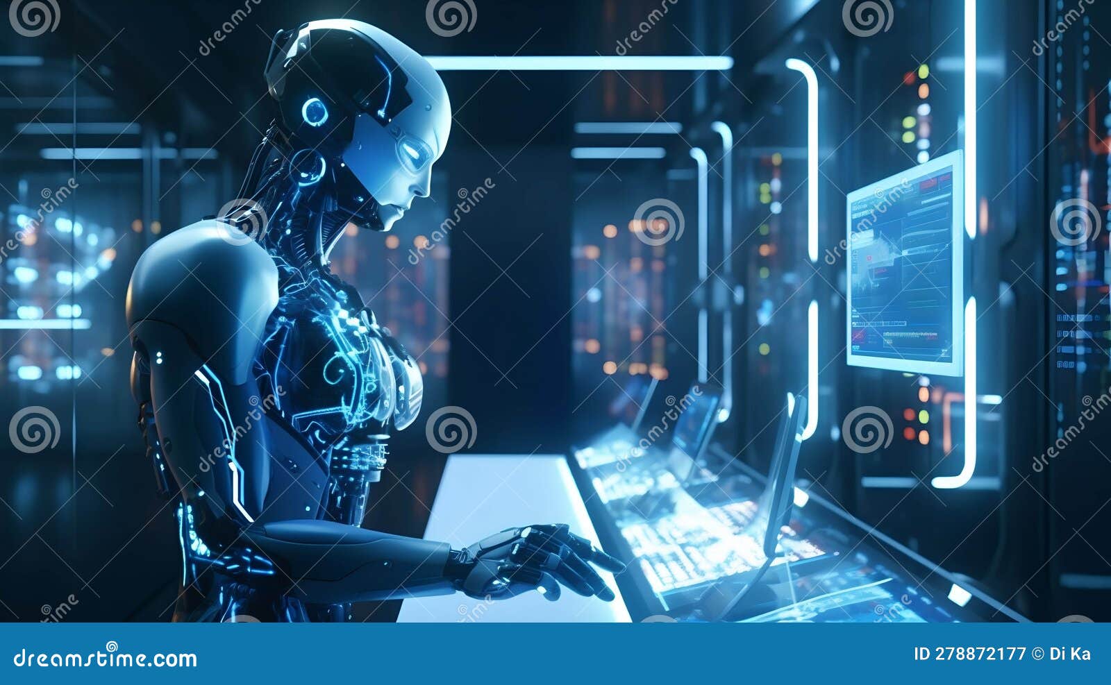 Robotic Computation Technology Assistant Screen and Visualizing Concept ...