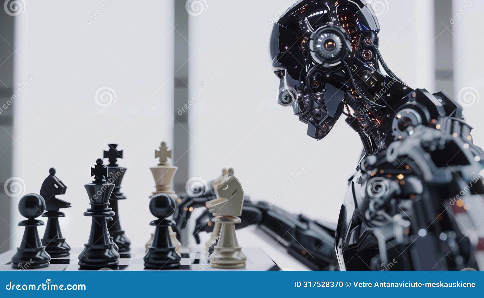 Robotic Contemplation Over Chess Game Stock Photo - Image of chess ...