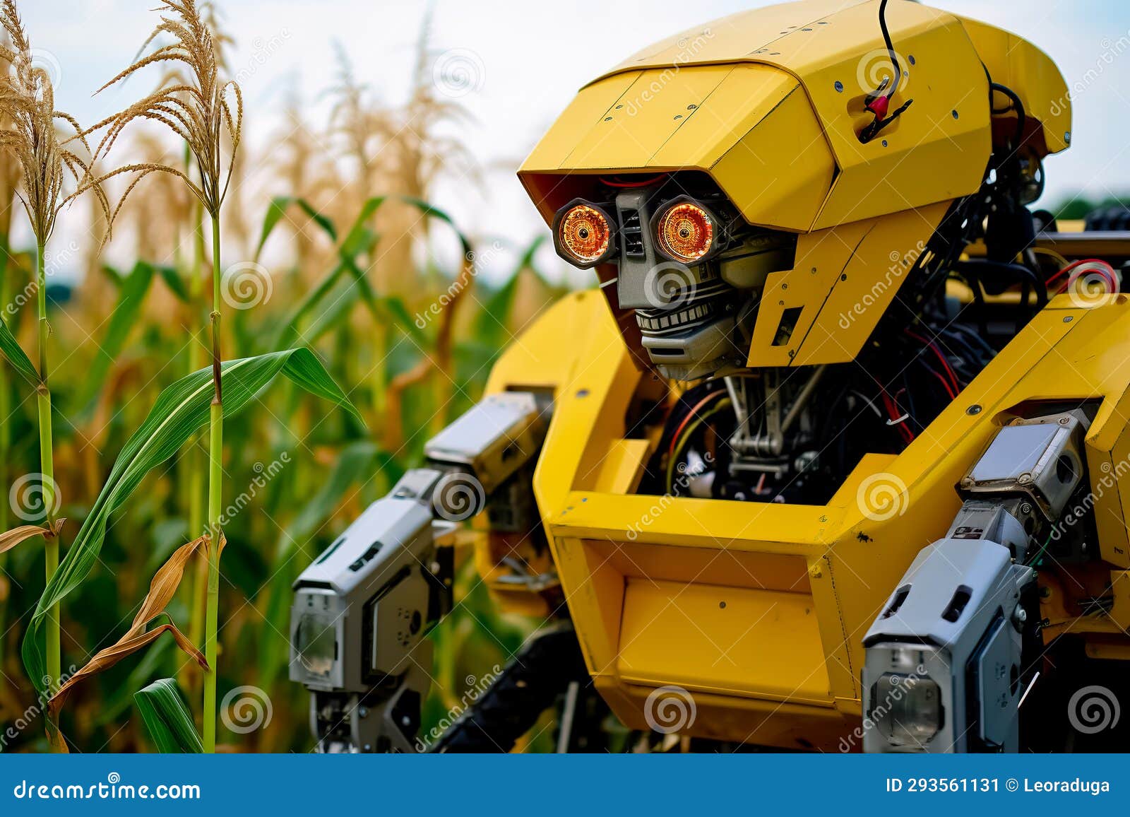 Robotic Corn Harvesting. Mechanisms of the Future Stock Illustration ...