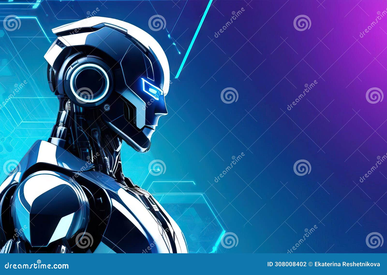 A Robotic Creation Surrounded by Abstract Geometric Shapes Representing ...