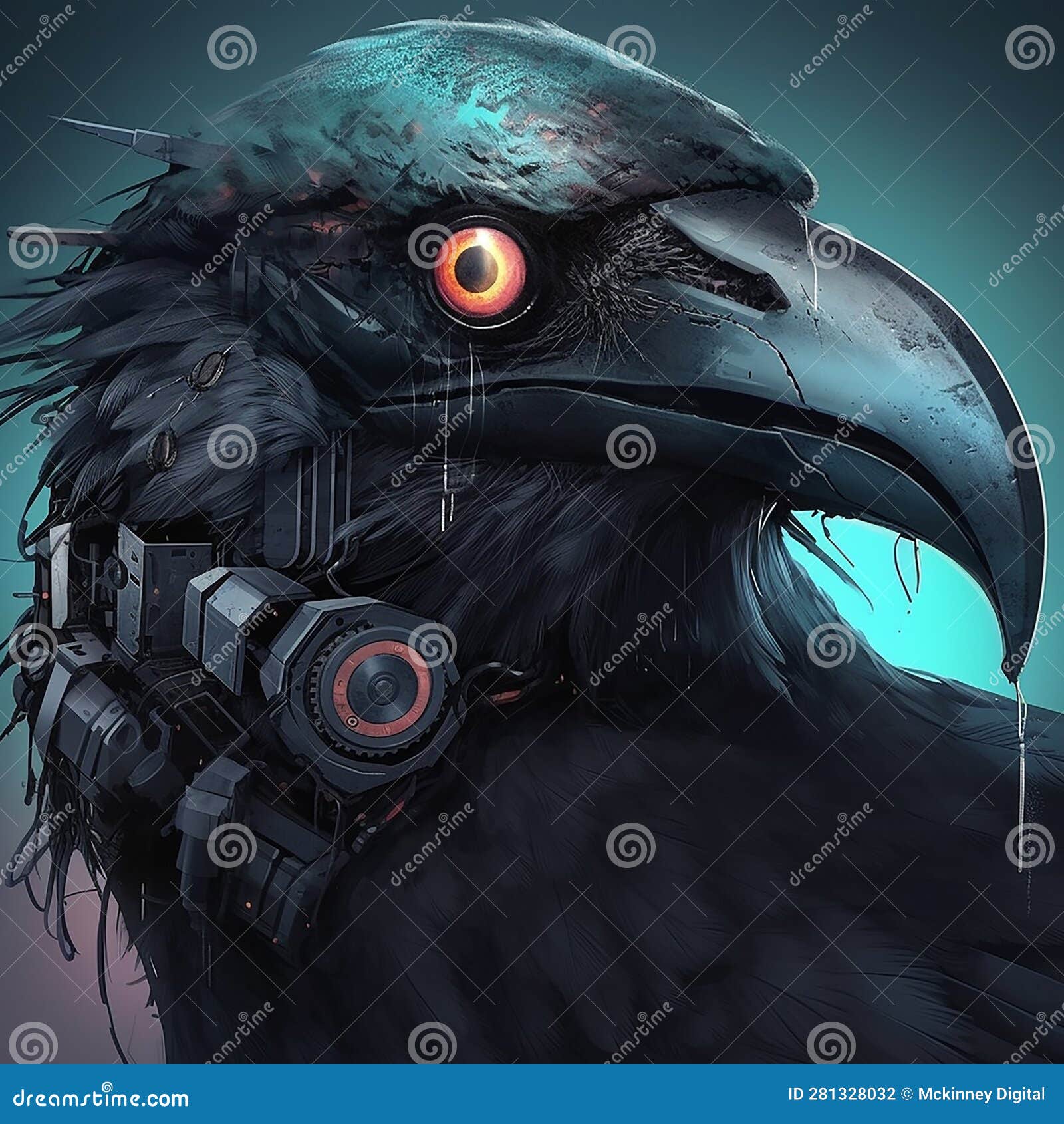 Robotic Futuristic Crow with Neon Glow. Created Using Ai Generative ...