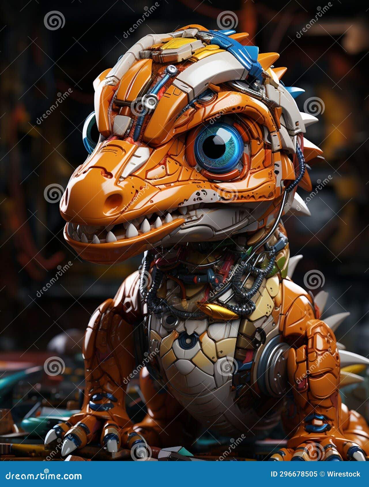 Robotic Dinosaur with a Friendly Expression, AI-generated. Stock ...