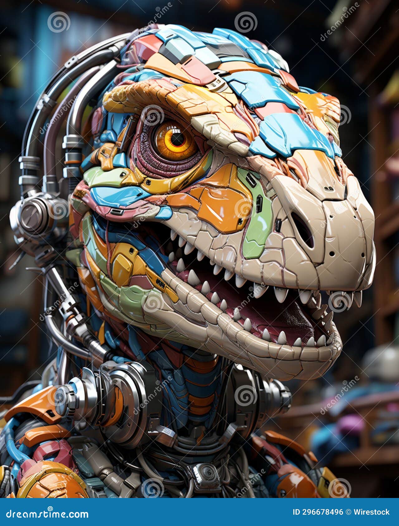 Robotic Dinosaur with a Friendly Expression, AI-generated. Stock ...