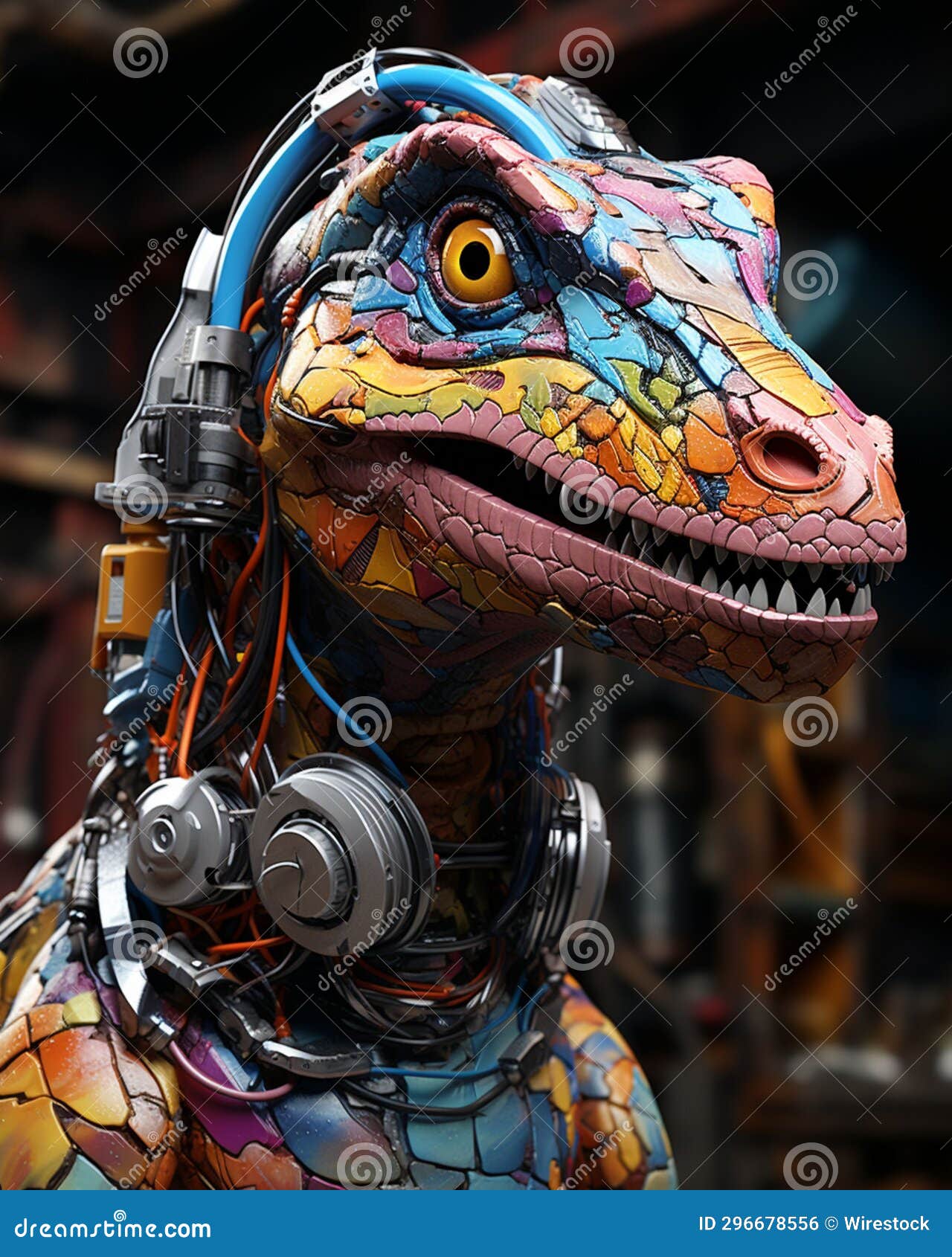 Robotic Dinosaur with a Friendly Expression, AI-generated. Stock ...