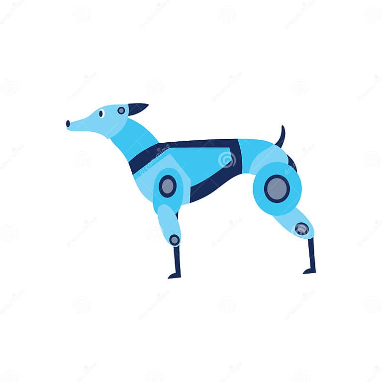 Robotic Dog with Artificial Intelligence, Flat Vector Illustration ...