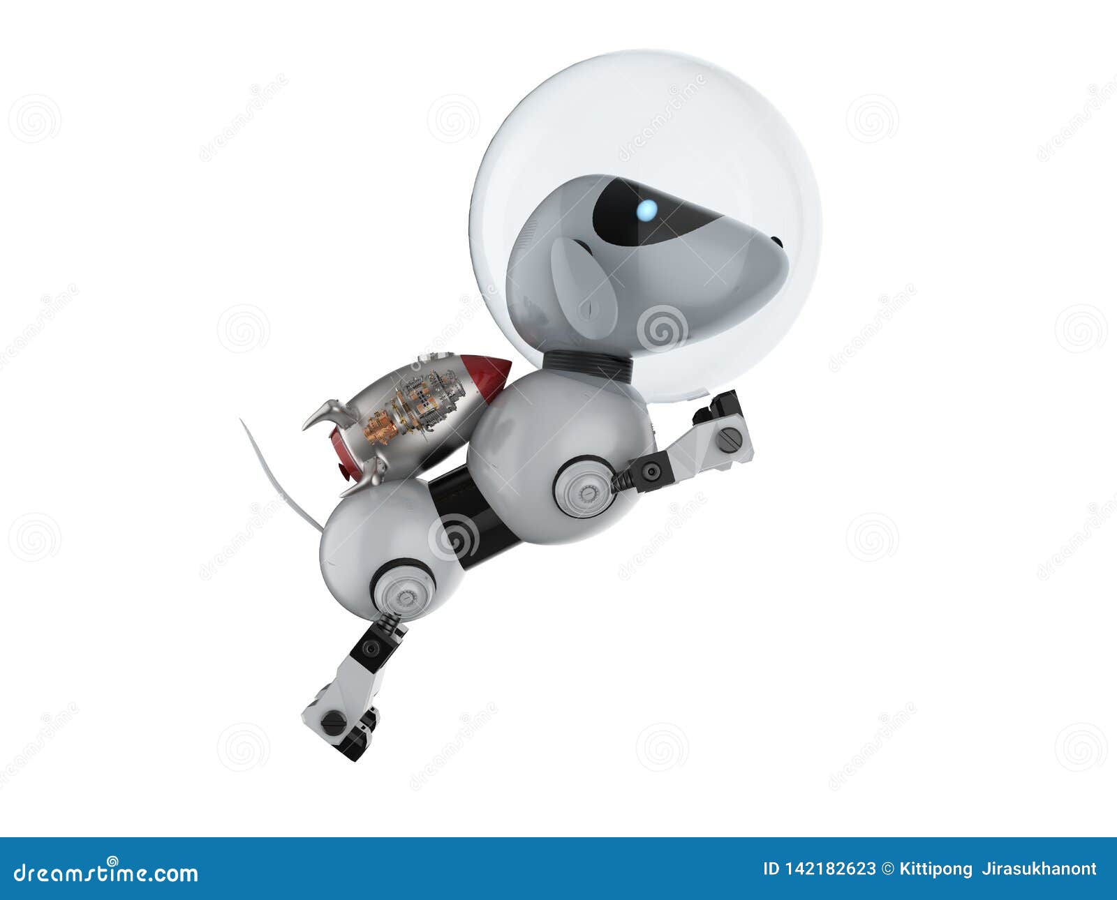 Robotic Dog Astronaut Fly Up Stock Illustration - Illustration of ...