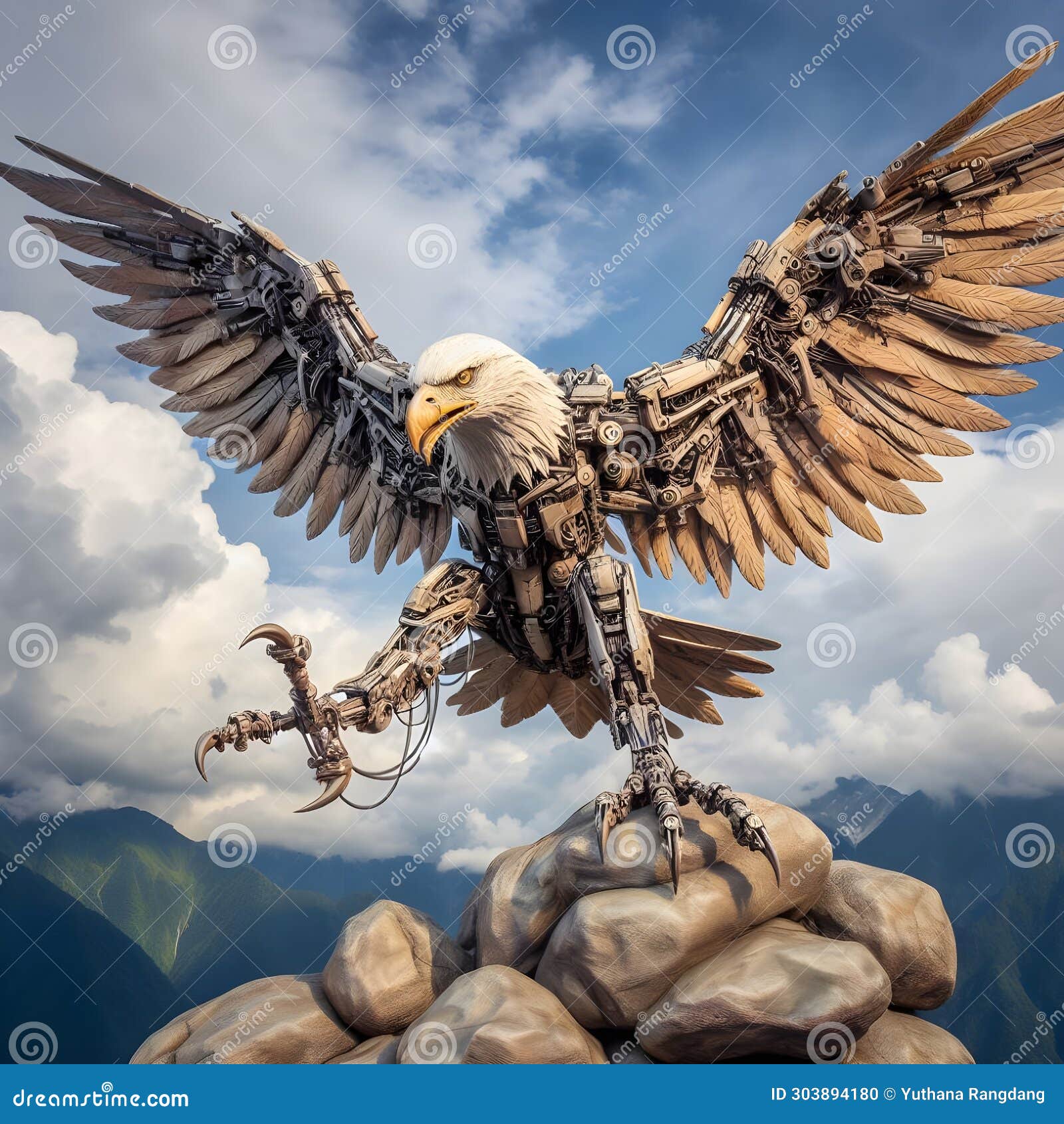 Robotic eagle stock illustration. Illustration of black - 303894180