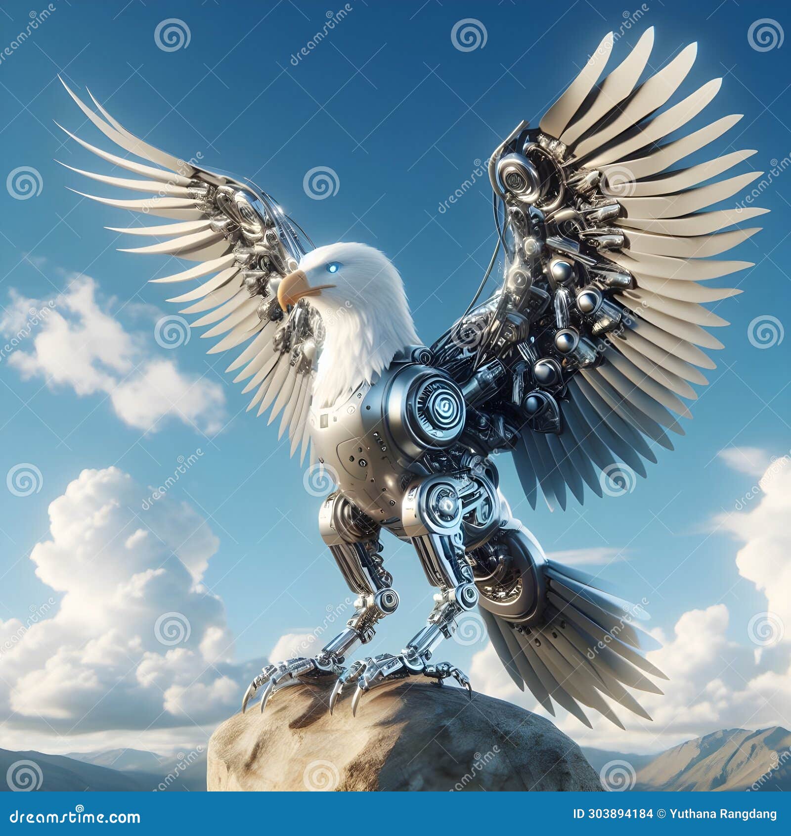 Robotic eagle stock illustration. Illustration of metal - 303894184
