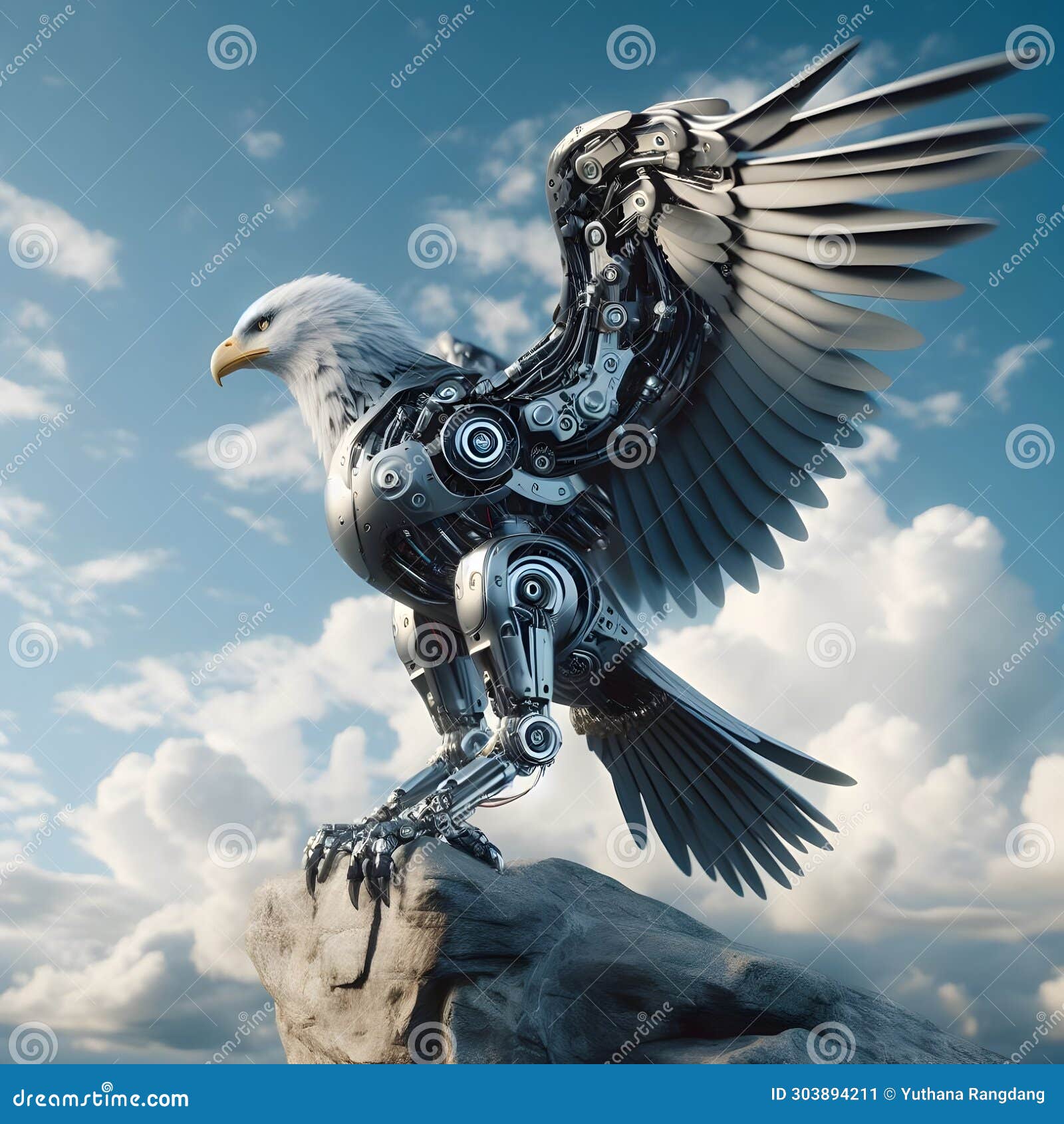 Robotic eagle stock illustration. Illustration of statue - 303894211