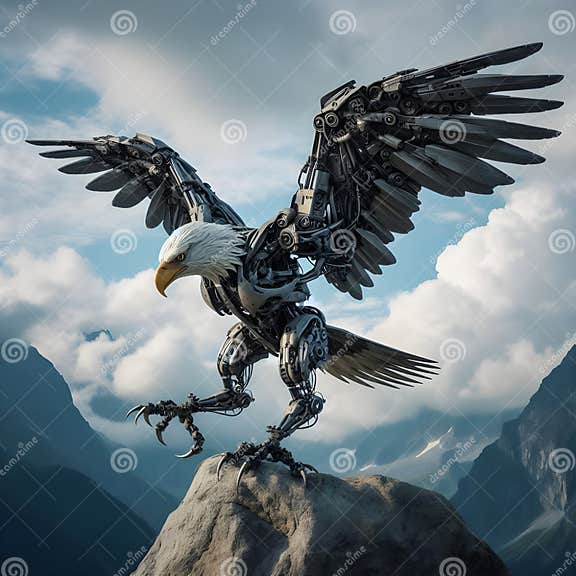 Robotic eagle stock illustration. Illustration of symbol - 303894239