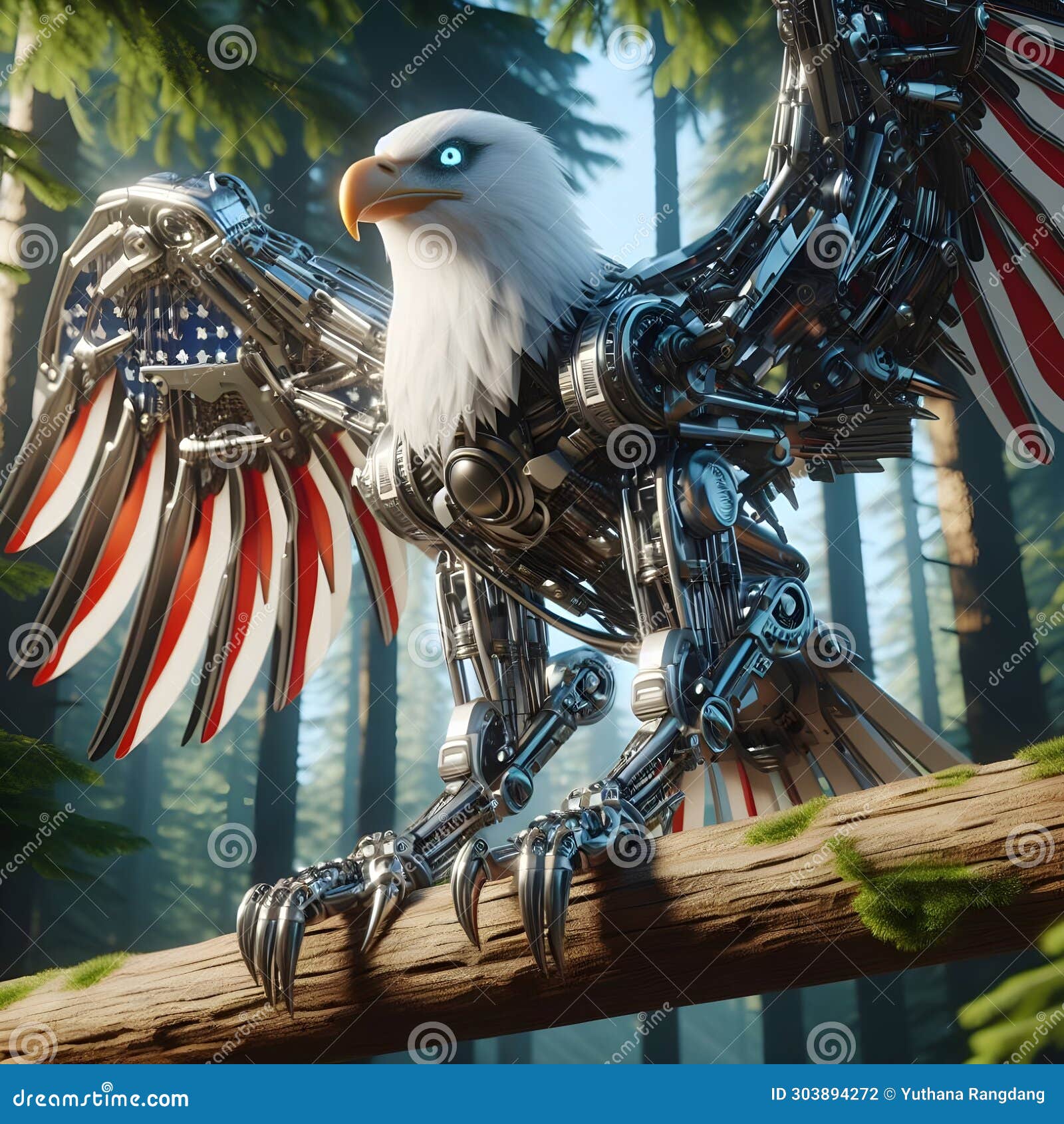 Robotic eagle stock illustration. Illustration of golden - 303894272