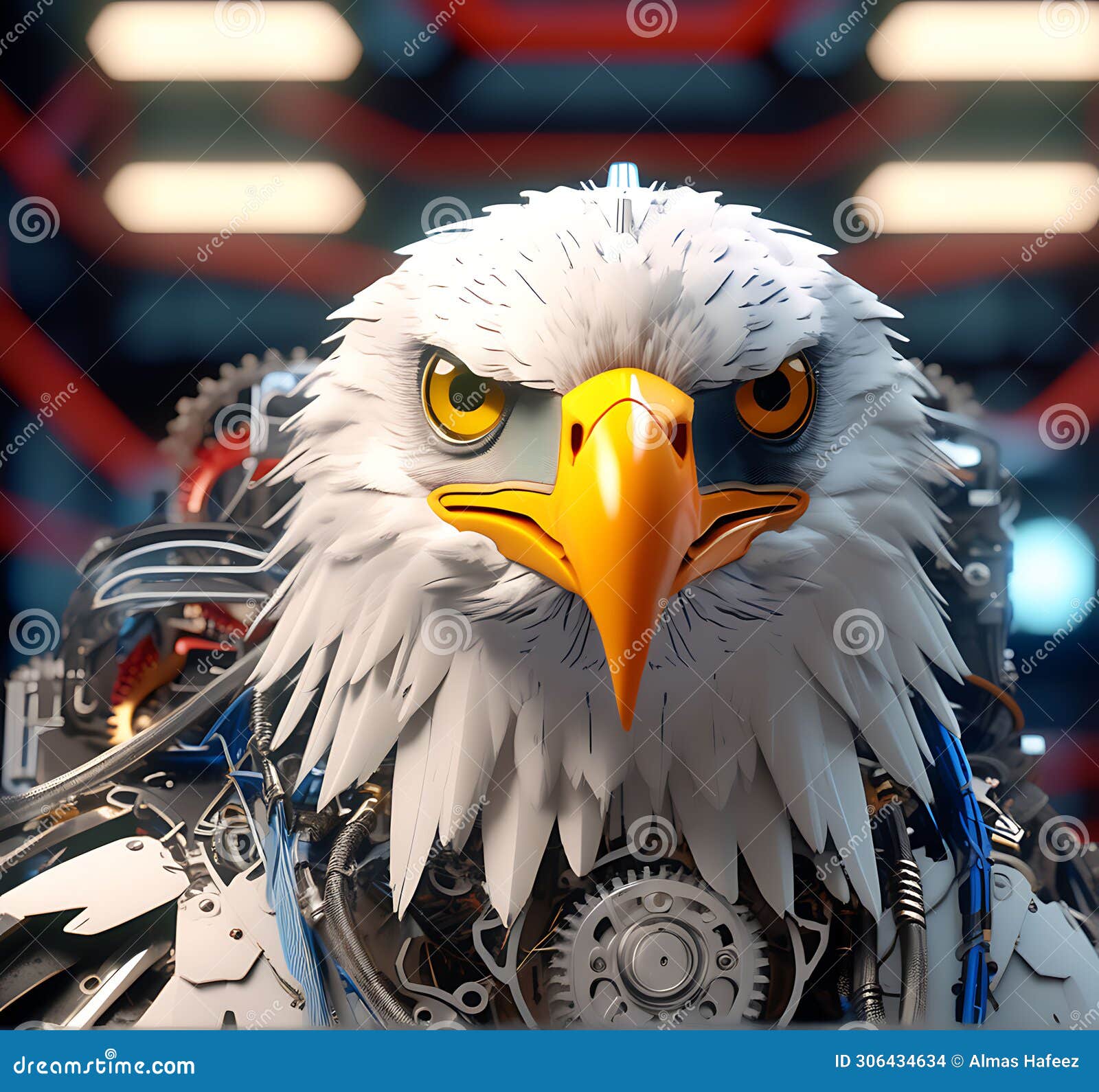 Robotic Eagle Soaring in the Machine Realm, Majestic Fusion of Nature ...