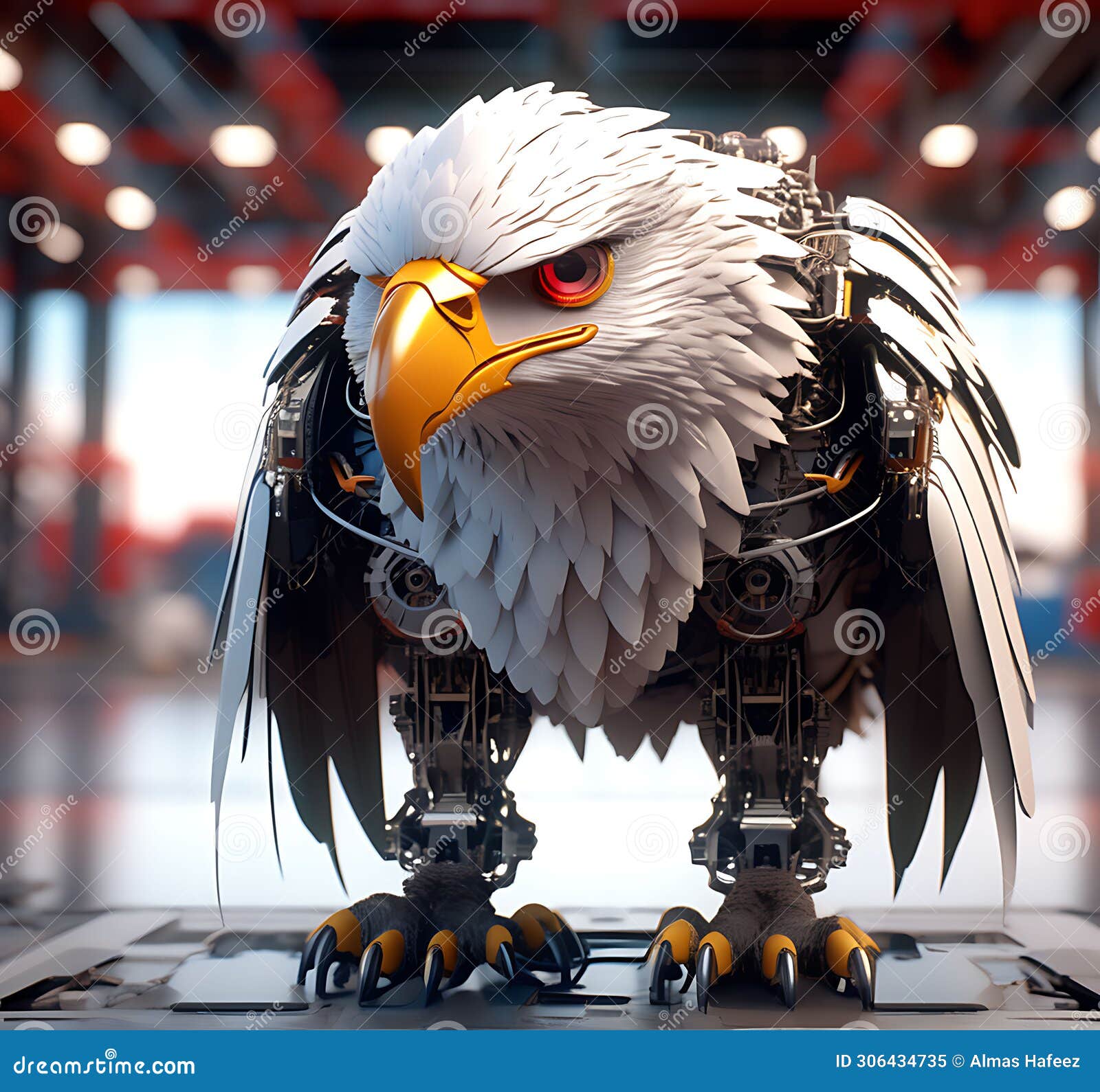 Robotic Eagle Soaring in the Machine Realm, Majestic Fusion of Nature ...