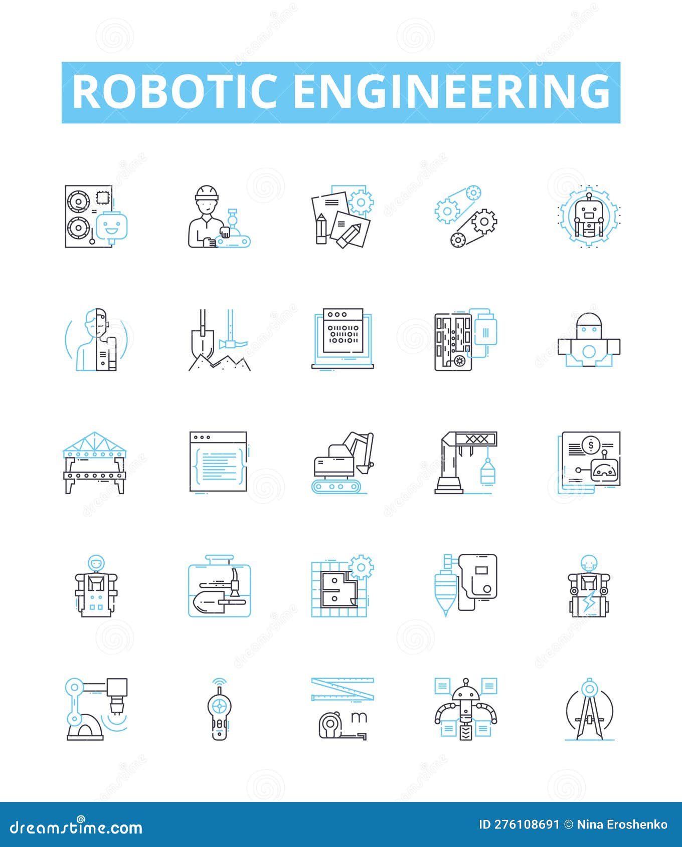 Robotic Engineering Vector Line Icons Set. Robotics, Engineering ...