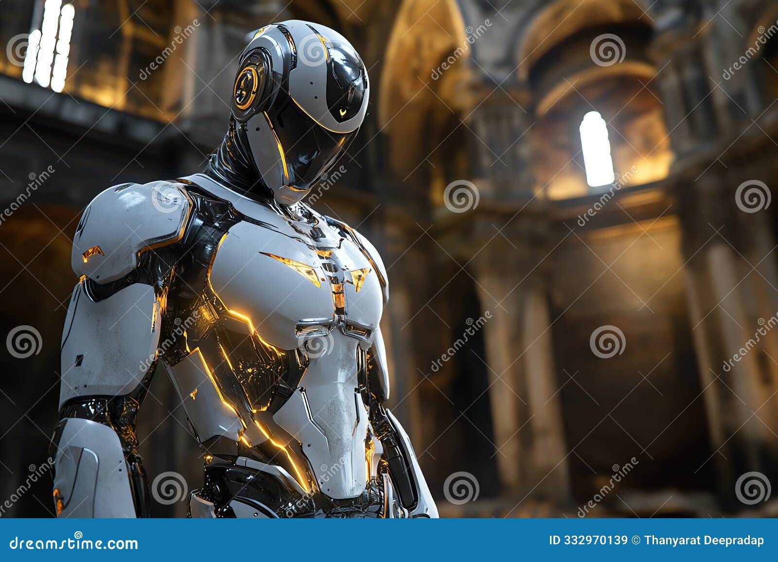 Sci-fi Robotic Exoskeleton With Human Inside. Futuristic Concept Design ...