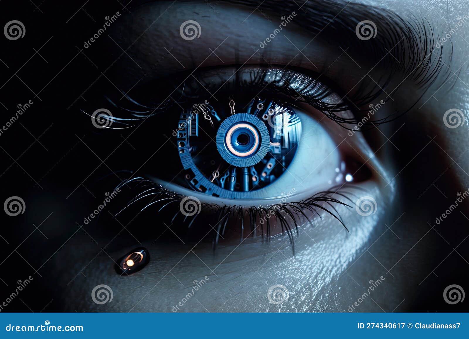 Robotic Eye in Human Face, Generative Ai Illustration Stock ...