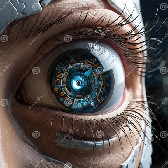 Robotic eye in humans stock photo. Image of vision, artificial - 283241386