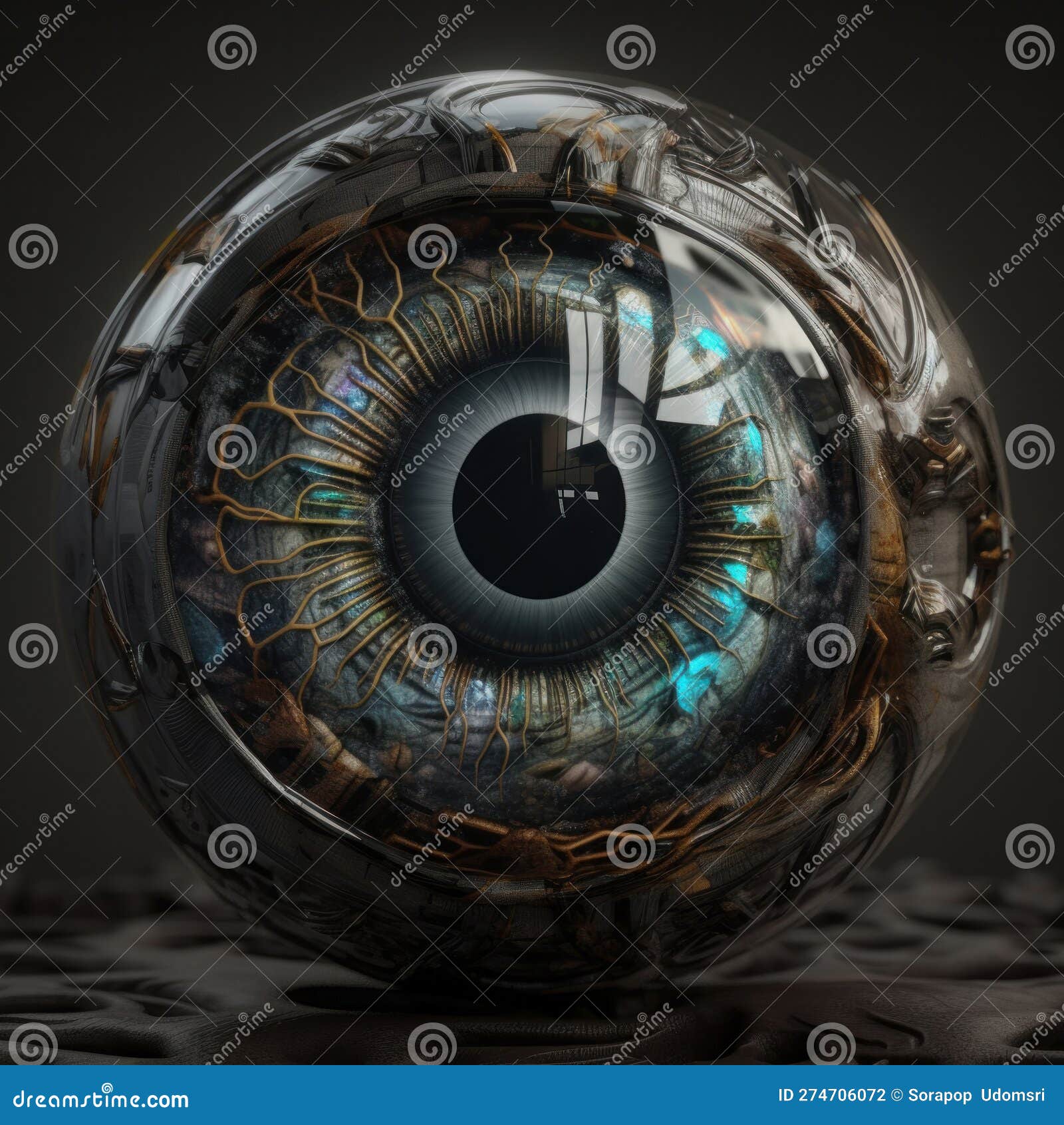 Robotic Eye with Metallic Textures and Glowing Circuits Stock Photo ...