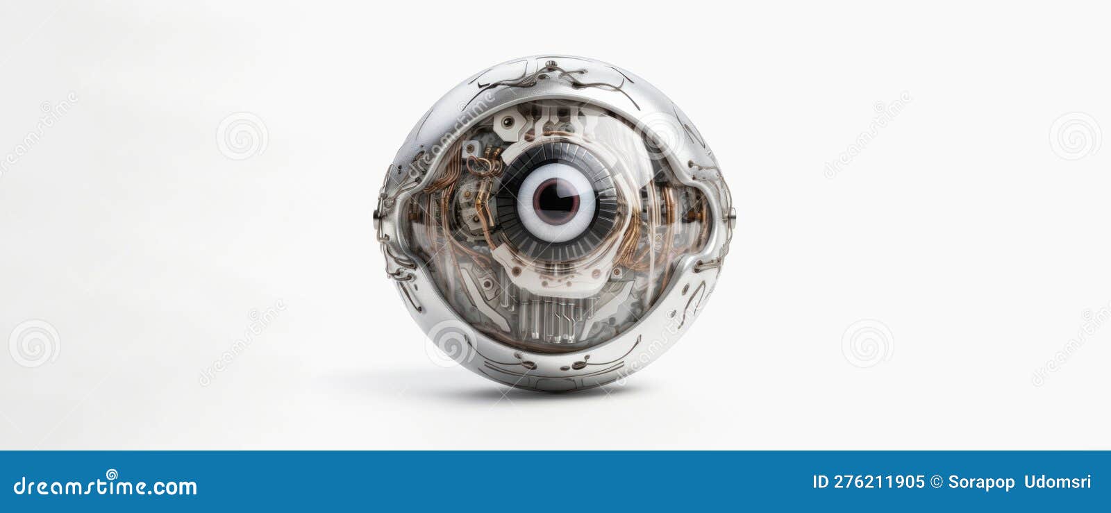 Robotic Eye with Metallic Textures and Glowing Circuits Stock Image ...
