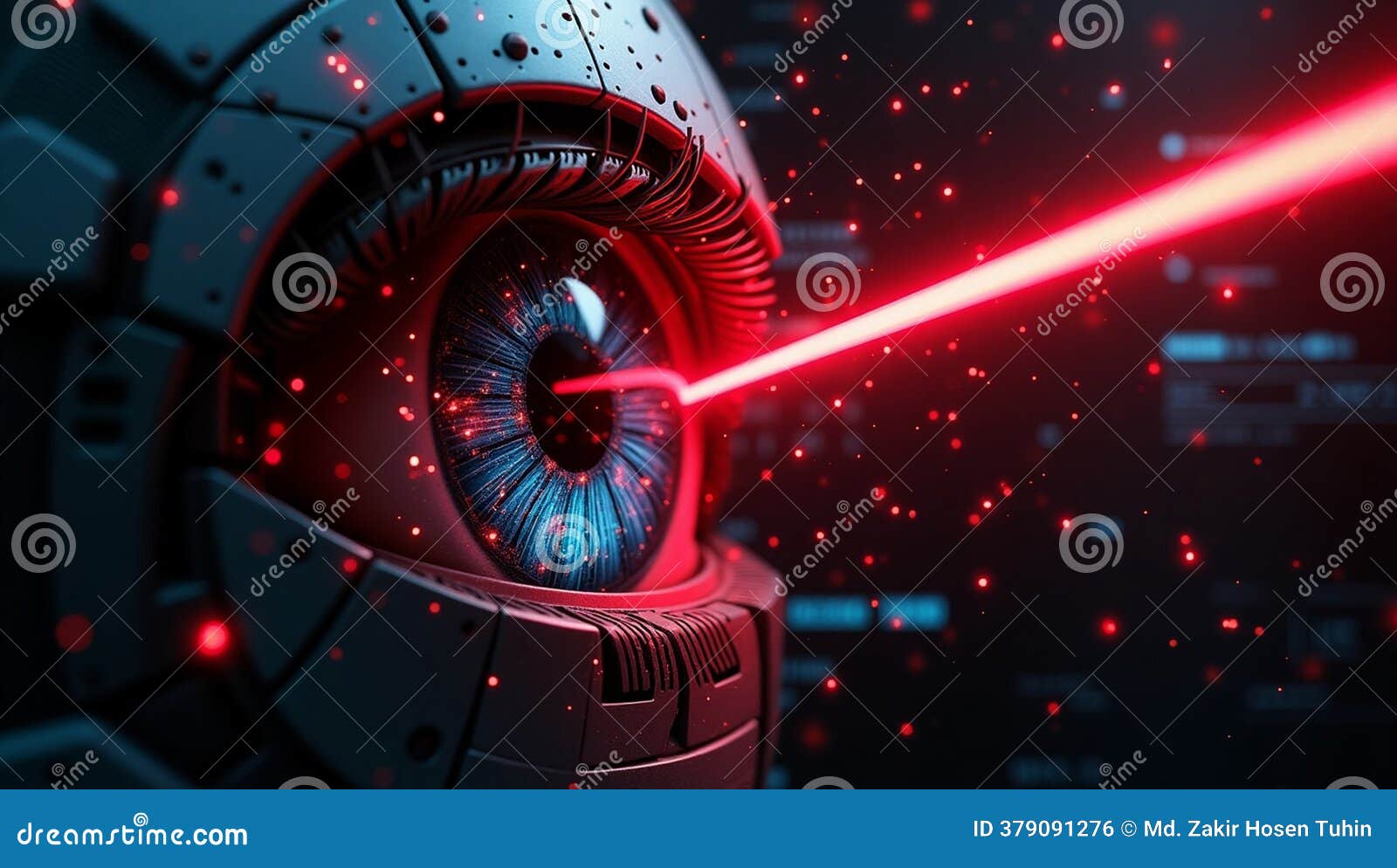 A Robotic Arm With Red Laser Beams Operates On A Production Line In A ...