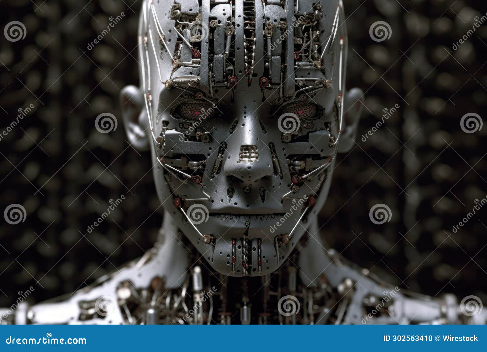 Robotic Face with Metallic Details, AI-generated. Stock Illustration ...