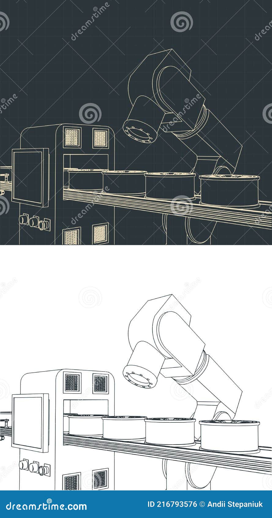 Robotic Factory Line Drawings Stock Vector - Illustration of industry ...