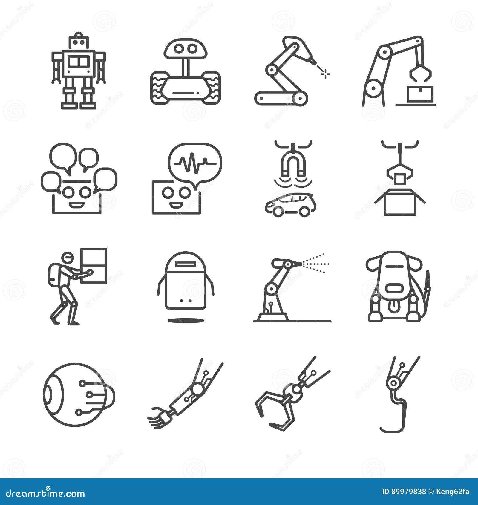 Robotic and Factory Machine Icons Set Stock Vector - Illustration of ...
