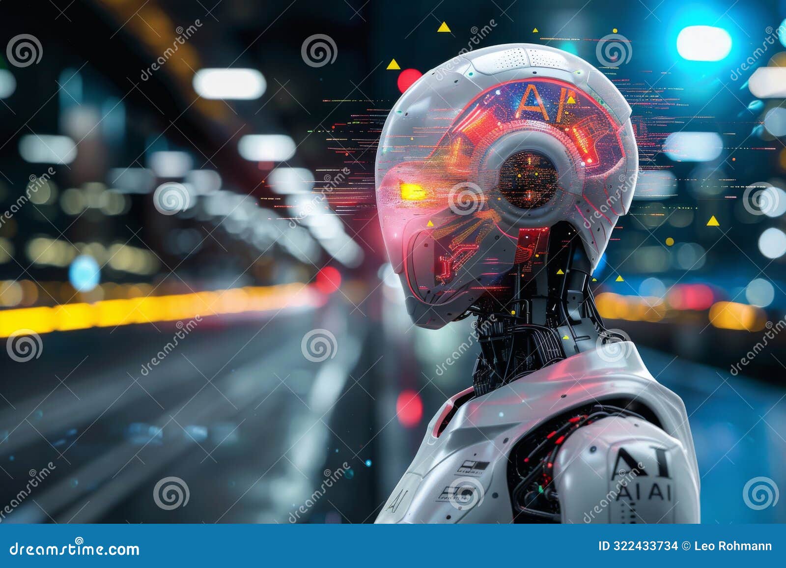 Robotic Figure with AI Hologram, Symbolizing the Fusion of Robotics and ...
