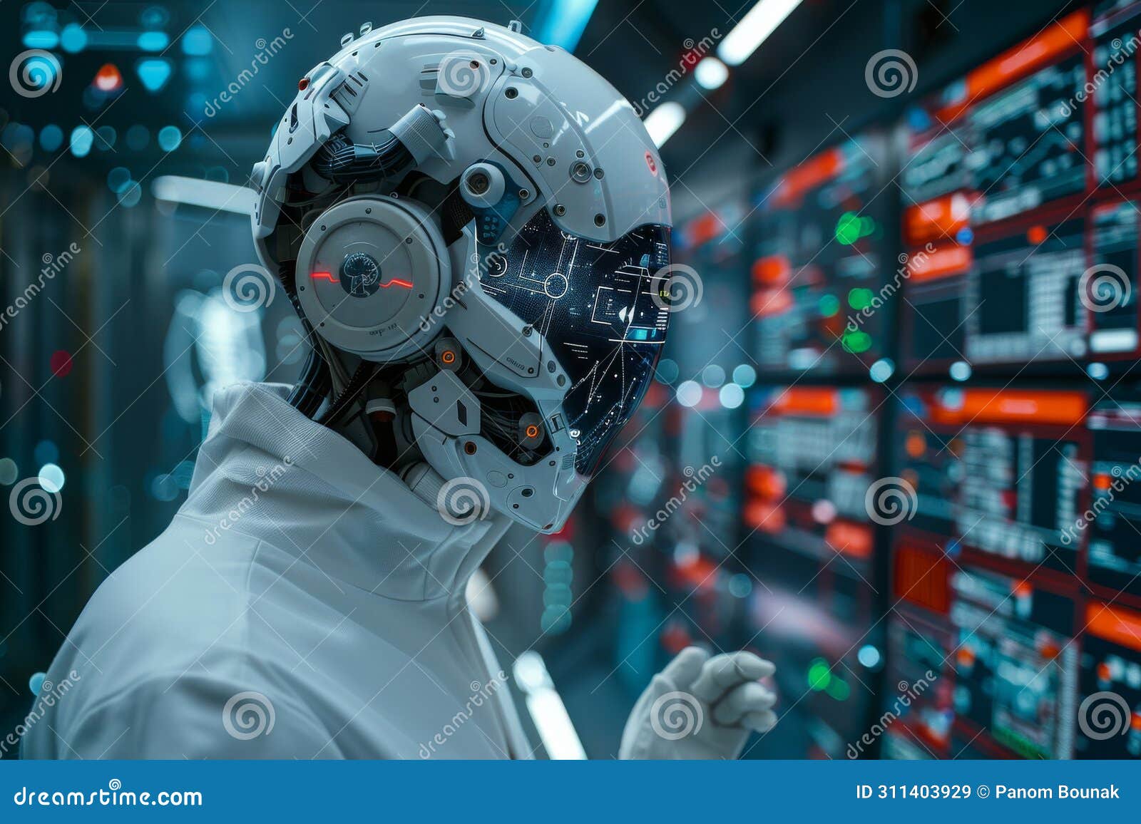 A Robotic Figure in a Futuristic Control Room Interfaces with Complex ... A Robotic Figure in a Futuristic Control Room Interfaces with Complex ...
