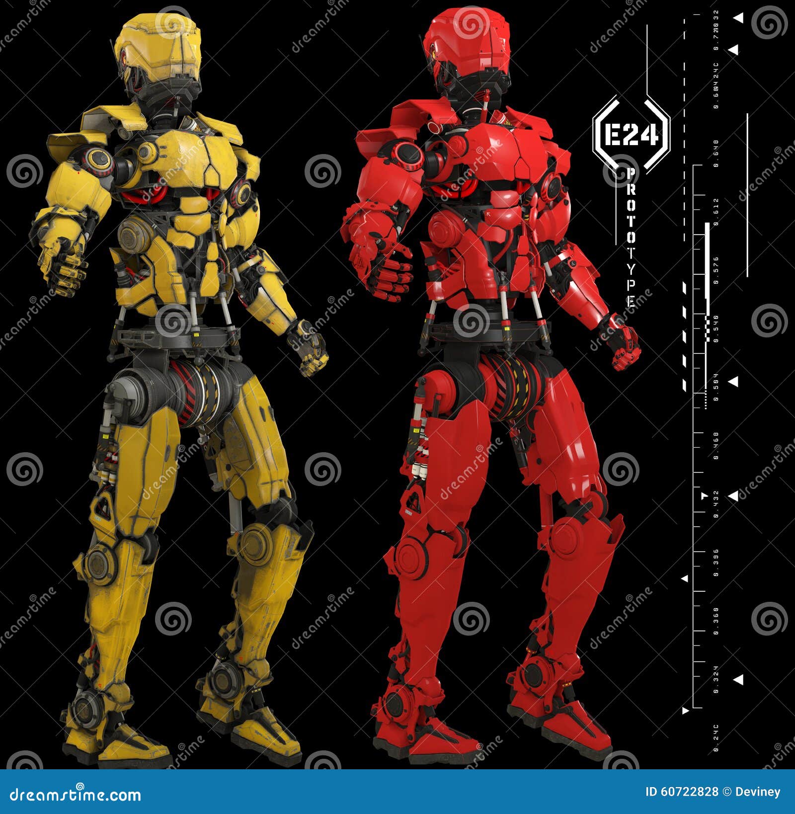 Robotic Figures with Graphics Stock Illustration - Illustration of ...