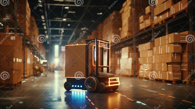 Robotic Forklift Doing Storage in Warehouse by Artificial Intelligence ...
