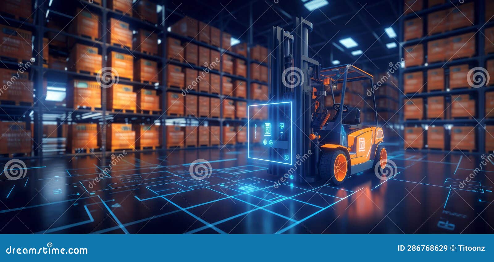 Robotic Forklift Doing Storage in Warehouse by Artificial Intelligence ...