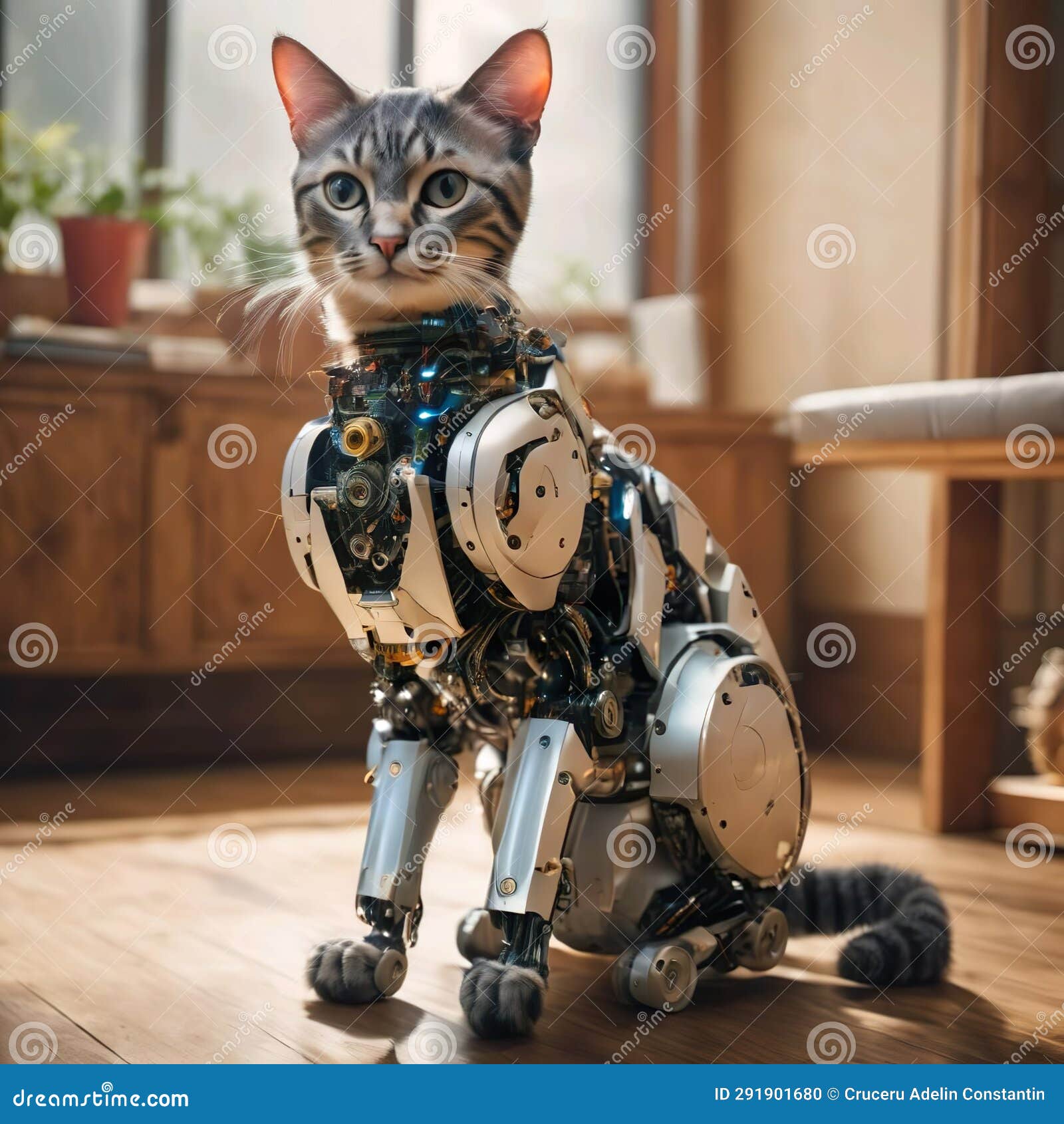 Robotic futuristic cat stock illustration. Illustration of portrait ...